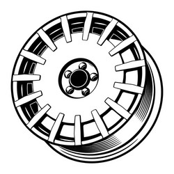 Car wheels rims line art silhouette Royalty Free Vector