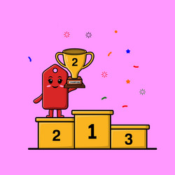 Cute cartoon price tag as the first winner Vector Image
