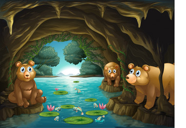 Cave landscape summer nature scene Royalty Free Vector Image