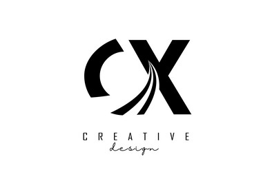 Outline blue letters cx c x logo with leading Vector Image