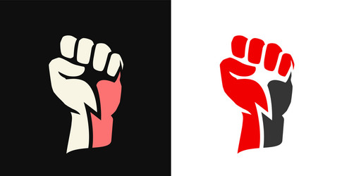 Flying clenched fist strong power logo or symbol Vector Image