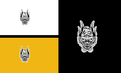 Head devil and fang outline design Royalty Free Vector Image