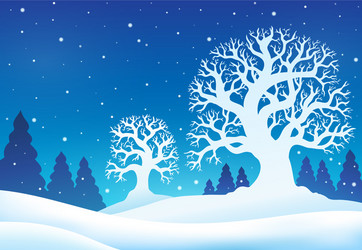 Winter tree theme image 2 Royalty Free Vector Image