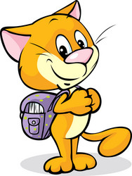 Back to school - cat character with school Vector Image