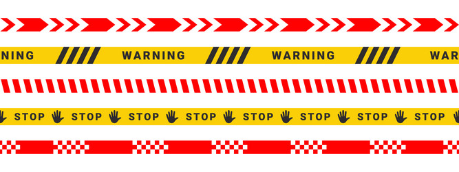 Red warning tapes set safety tape barrier Vector Image
