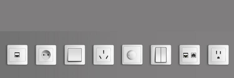 Realistic socket and switch interior wall outlets Vector Image
