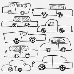 Hand drawn cars set Royalty Free Vector Image - VectorStock