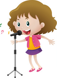 Little girl singing song Royalty Free Vector Image