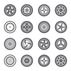 Car wheel set rims icons Royalty Free Vector Image