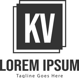 Initial kv logo template with modern frame Vector Image