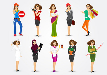 Women hard working in mans job Royalty Free Vector Image