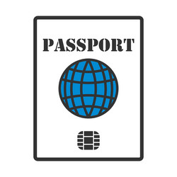 Icon of passport with chip Royalty Free Vector Image