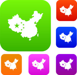 Map of china icons set Royalty Free Vector Image