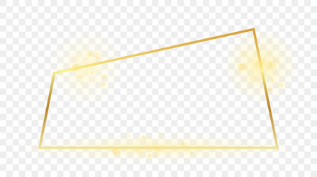 Gold glowing trapezoid shape frame with shadow Vector Image