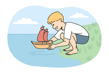 Cartoon boat with water Royalty Free Vector Image