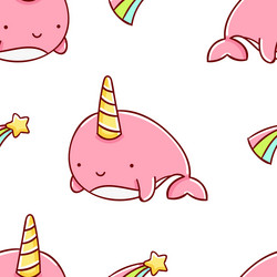 Simple seamless pattern cute kawaii hand drawn Vector Image