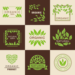 Bio stamp eco organic labels collection Royalty Free Vector