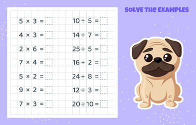 Numbers game dot to dot game for kids cute pug Vector Image
