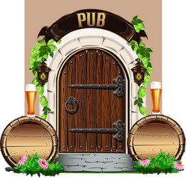 Door to the pub Royalty Free Vector Image - VectorStock