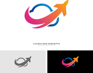 Travel sunset logo airplane design Royalty Free Vector Image