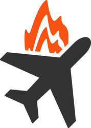 Airplane fire crash framed icon Royalty Free Vector Image