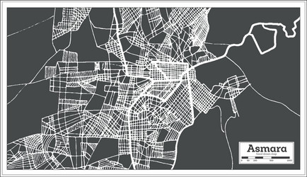 Asmara eritrea city map in retro style outline Vector Image