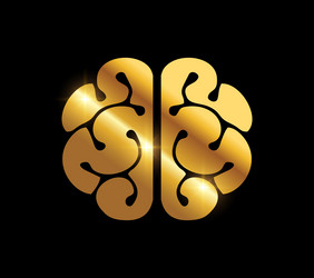 Golden human brain logo icon Royalty Free Vector Image