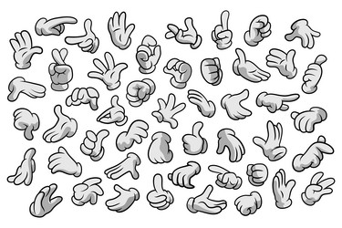 Retro cartoon gloved hands gestures cartoon hands Vector Image