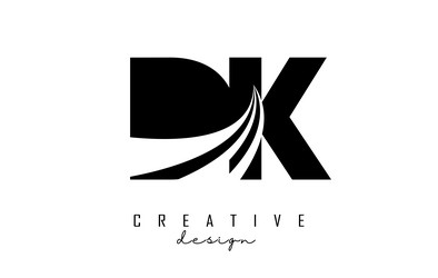 Outline blue letters dk d k logo with leading Vector Image