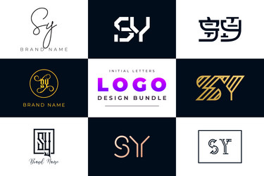 Initial letters sy monogram logo design bundle Vector Image