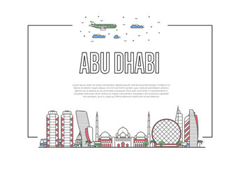 One continuous line drawing of abu dhabi city Vector Image
