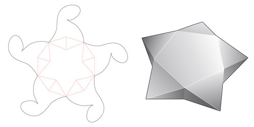 Star shaped box die cut template Royalty Free Vector Image