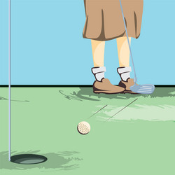Female golfer feet on golf course Royalty Free Vector Image