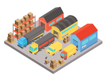 Warehouse outside view isometric Royalty Free Vector Image