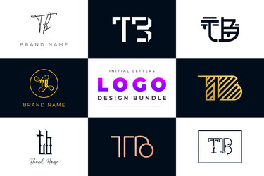 Luxury initial letters tb logo design Royalty Free Vector