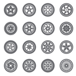 Car wheel set rims icons Royalty Free Vector Image