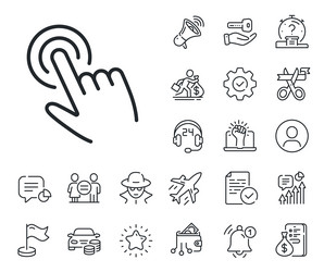 Hand cursor line icon click action sign Royalty Free Vector