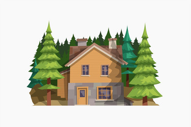 Wooden cabin clipart summer forest house Vector Image
