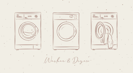 Washing machine and dryer graphic style peach Vector Image