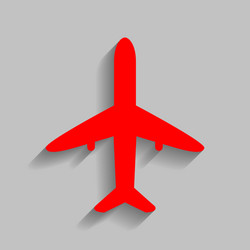 Airplane sign red icon Royalty Free Vector Image