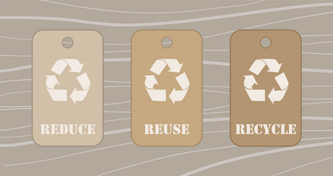 Red color peel sticker label with word recycle Vector Image