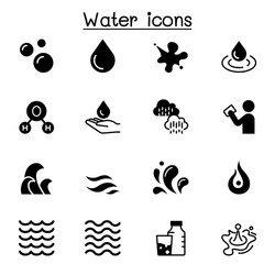 Water pollution ecology problem icon set in thin Vector Image
