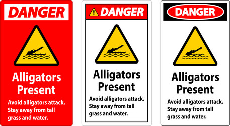 Alligator warning sign danger - alligators Vector Image