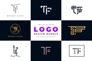 Initial letters tf monogram logo design bundle Vector Image