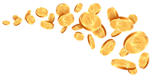 Realistic 3d golden coins in different positions Vector Image