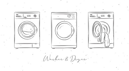 Washing machine and dryer graphic style peach Vector Image