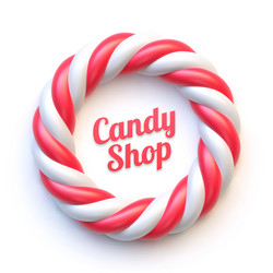 Candy cane square frame on white background Vector Image