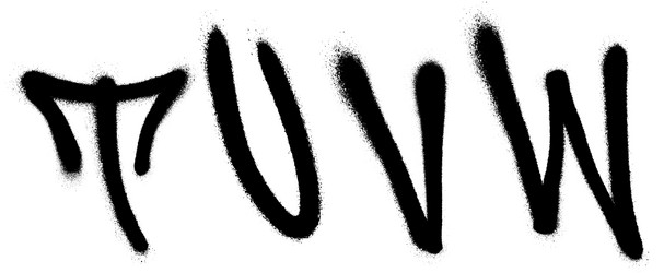 Graffiti spray font alphabet with a spray in black