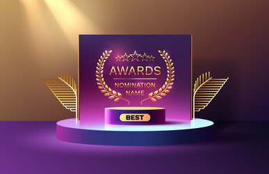 Best awards nomination name podium golden prize Vector Image