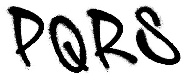 Graffiti spray font alphabet with a spray in black